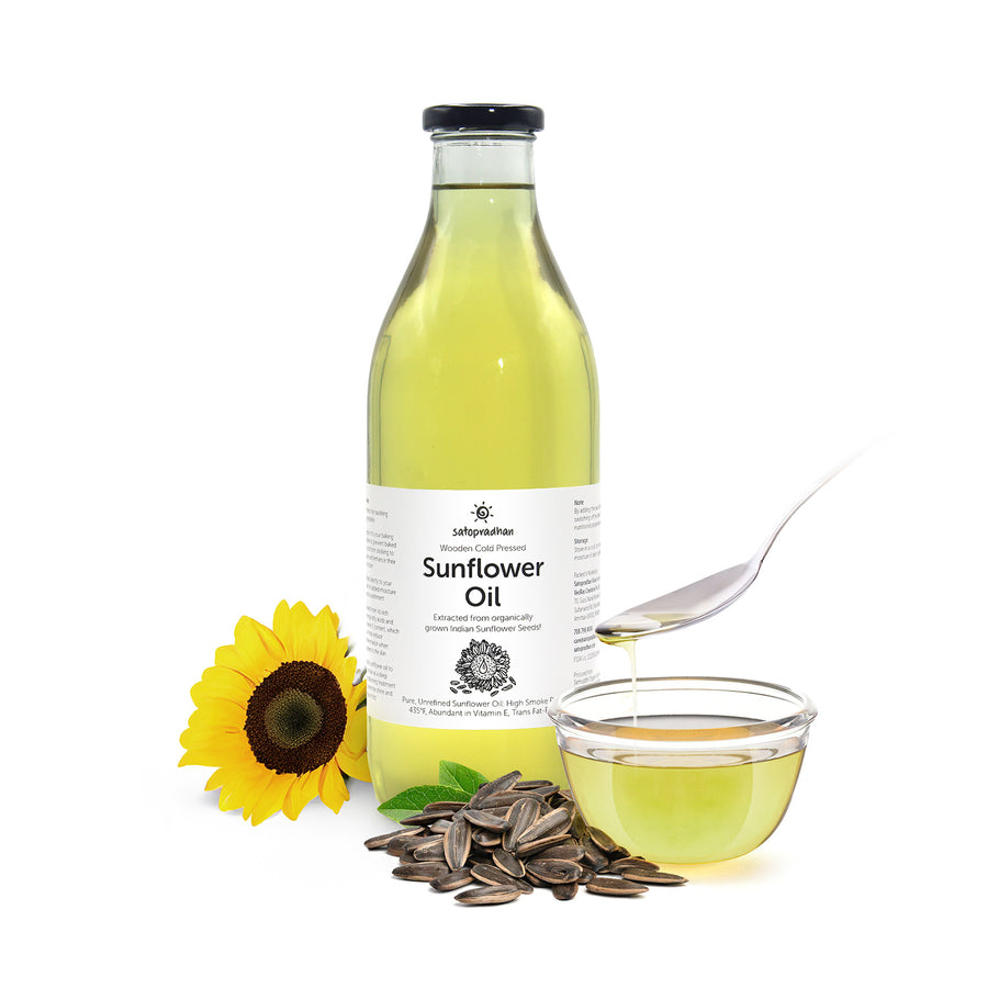 Organic Sunflower Oil 1000ml - Pure, Unrefined, Single-Filtered, Virgi